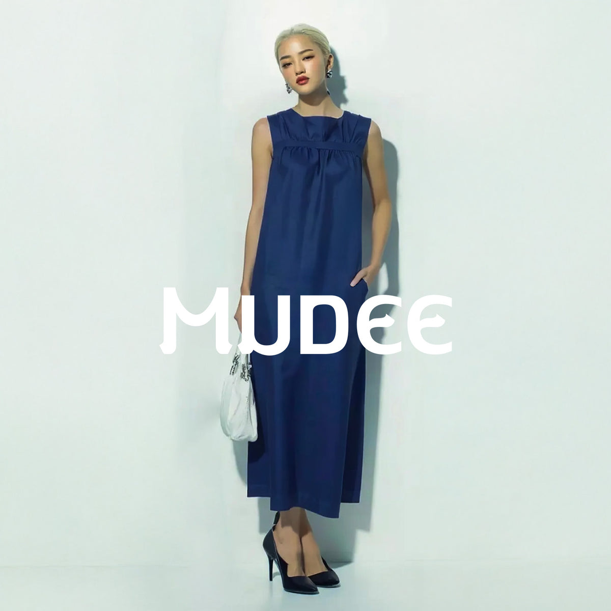 MUDEE Sleeveless Navy Linen Dress – Mudee